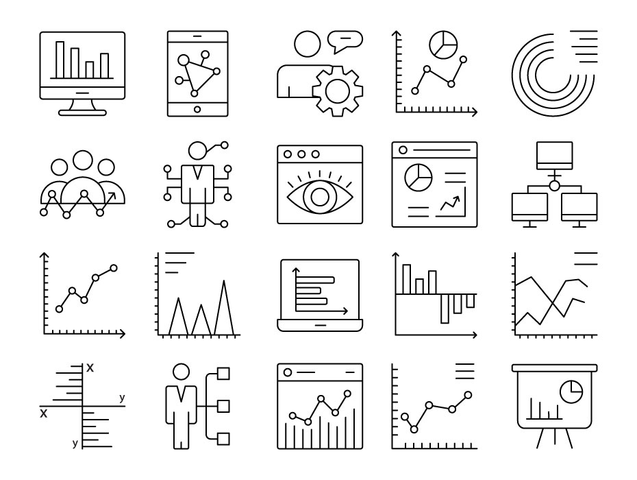 Data Visualization Line Icons | Frebers