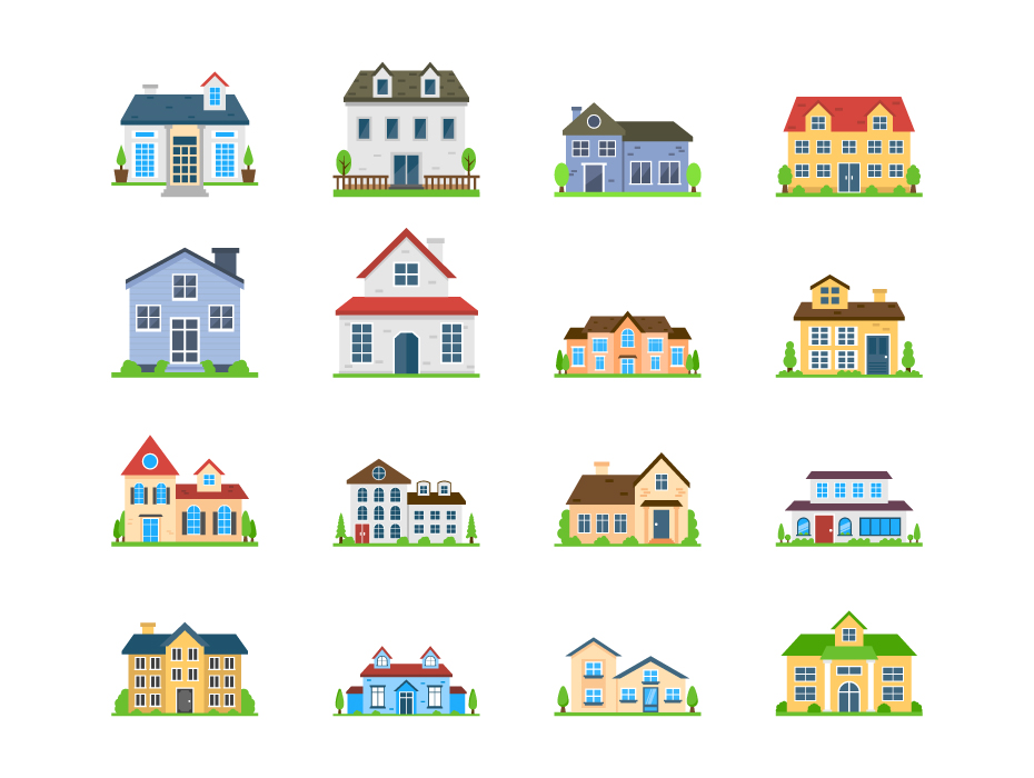House Exterior Vector Set | Frebers