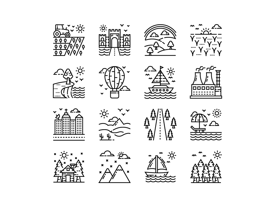 Nature Landscapes Line Designs - Frebers