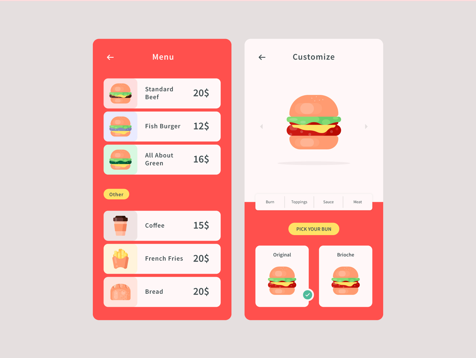 Food Delivery Menu UI Template | Frebers