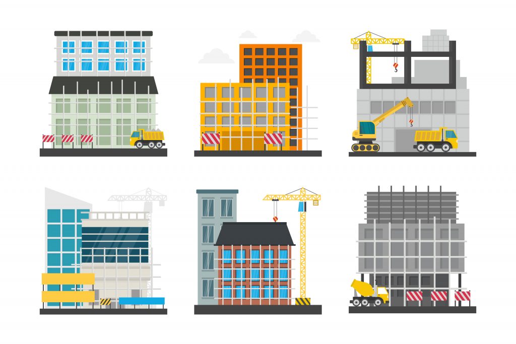 Buildings Under Construction Vectors | Frebers