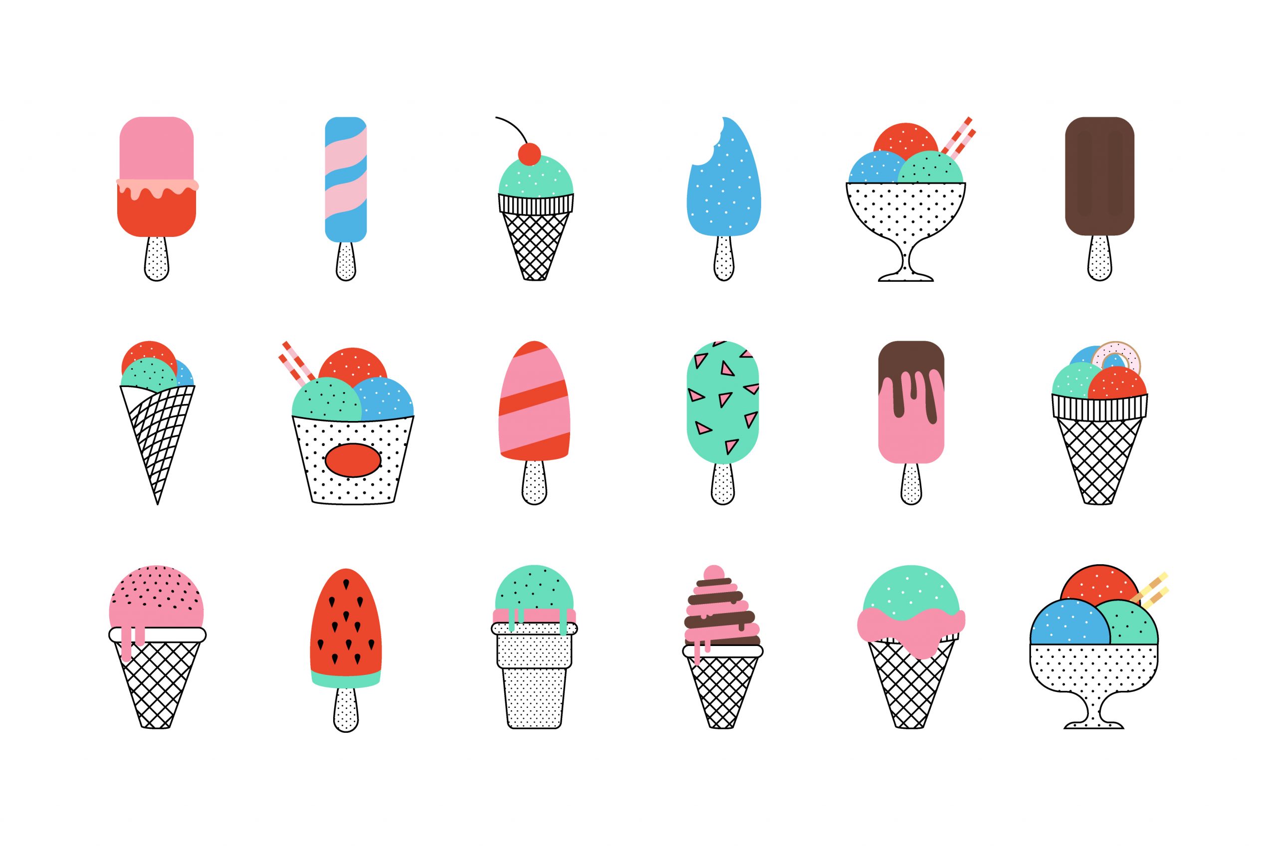 Pack of Ice Cream Vectors | Frebers