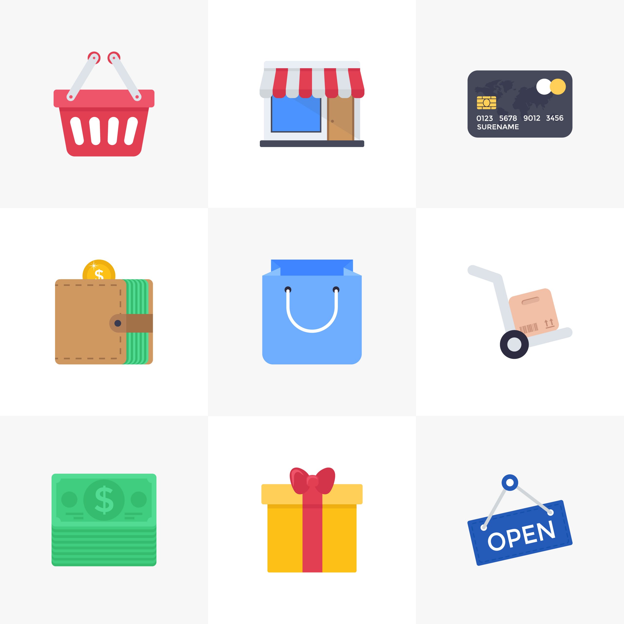 Shopping Flat Icons Download - Frebers
