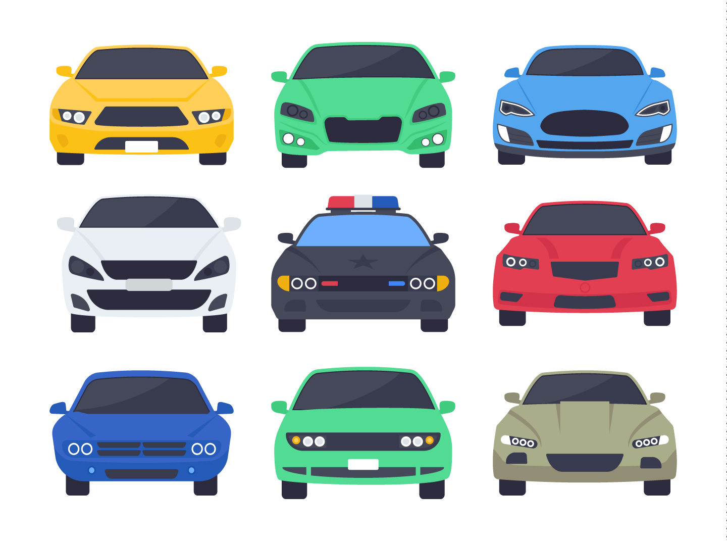 Car Front View Icon Set - Frebers
