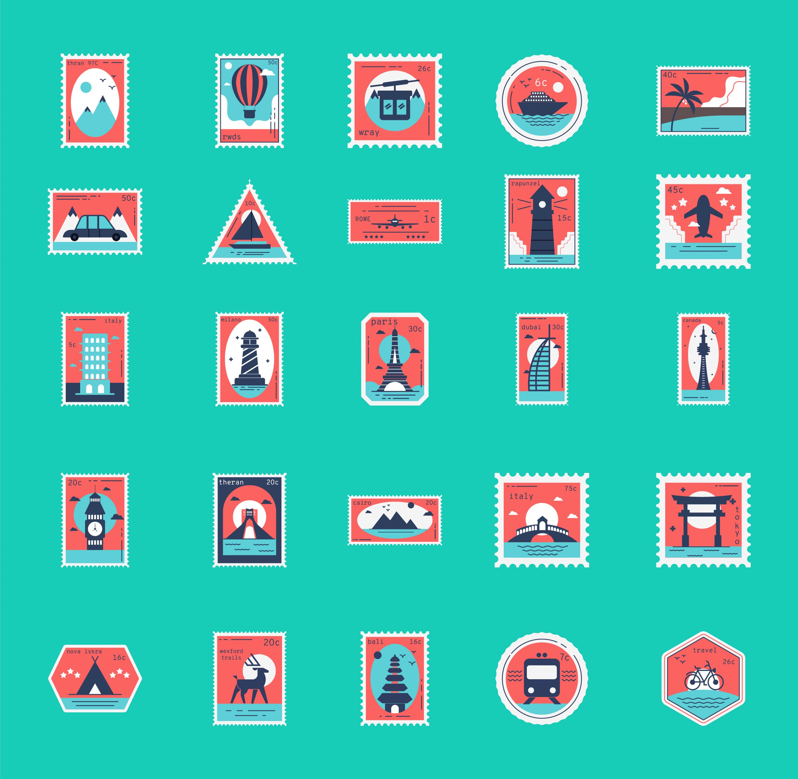 Free Travel Stamps Vector | Frebers