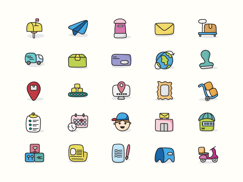 Hand Drawn Post Office Doodle Set - Frebers