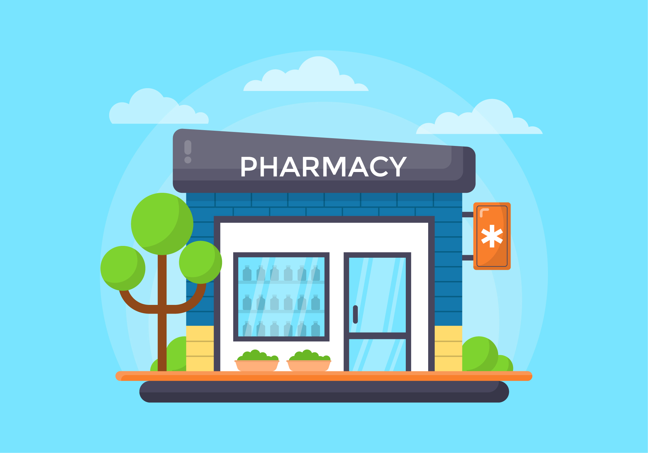 Pharmacy Shop Vector Art - Frebers