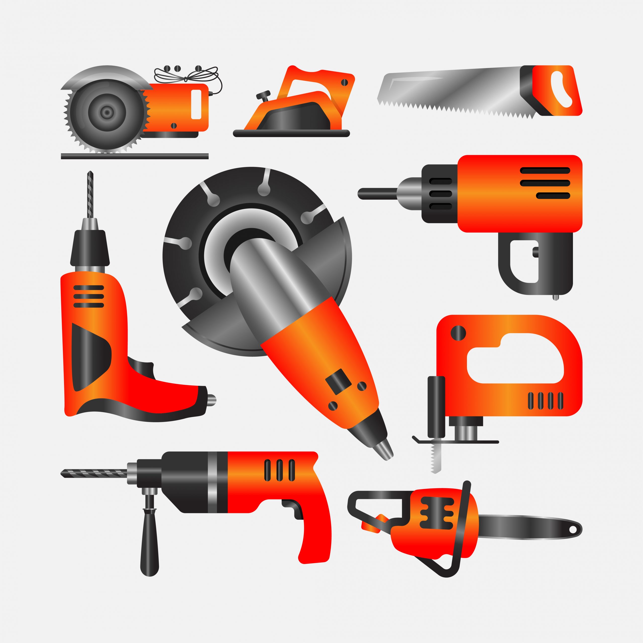 Flat Vector Set of Construction Tools - Frebers